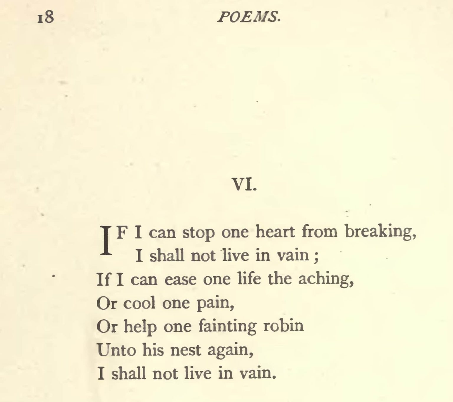 Analysis of If I can stop one Heart from breaking by Emily Dickinson